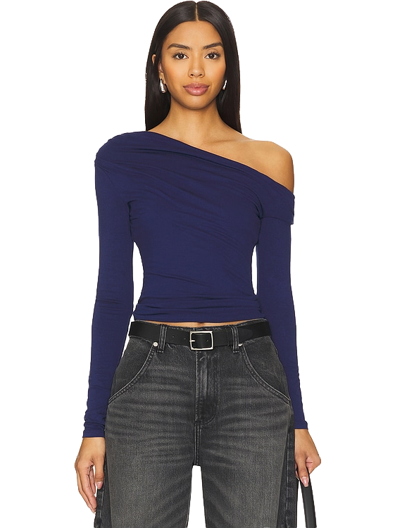 AFRM AFRM One Shoulder Long Sleeve Top with Ruched Detail